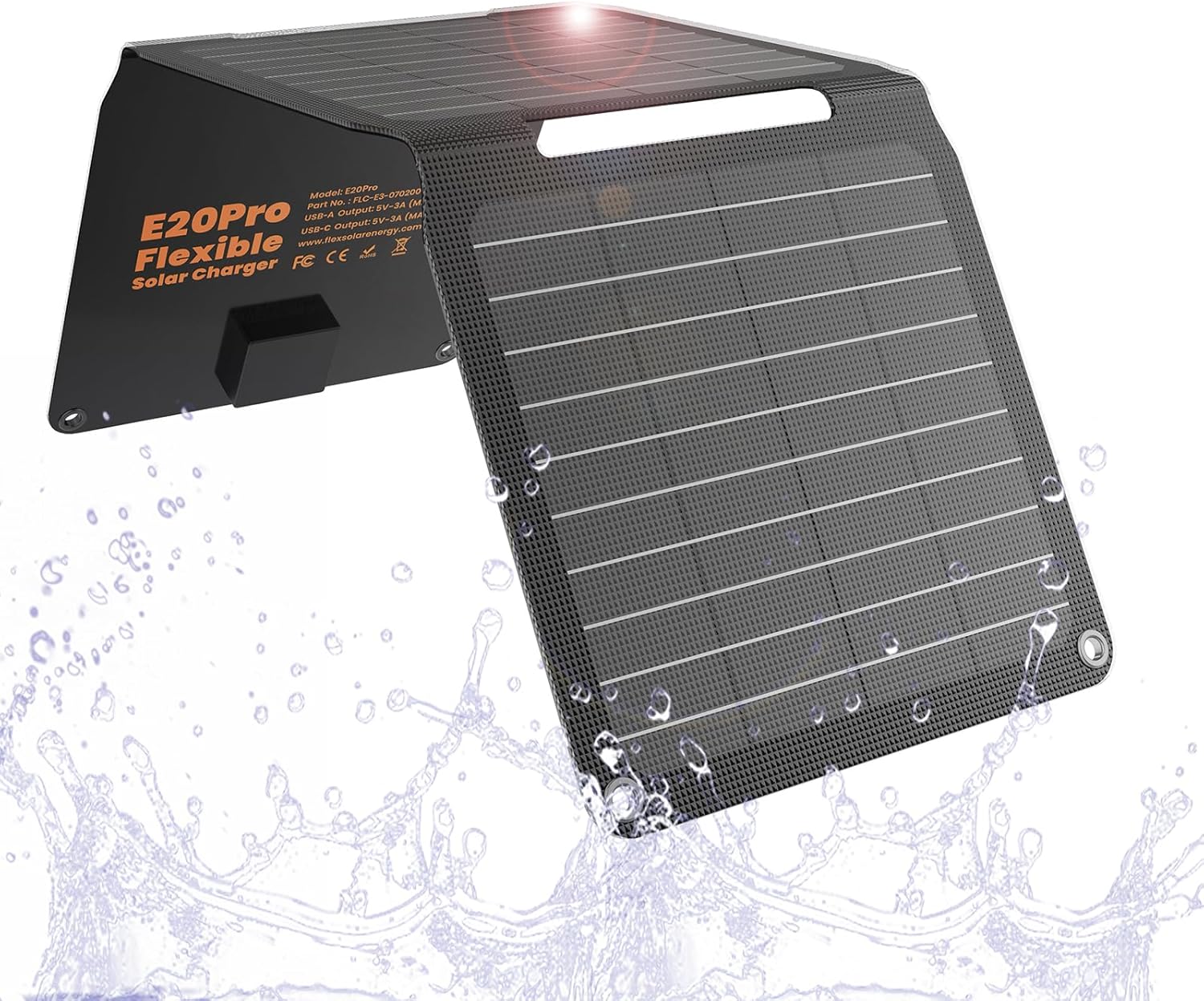 FlexSolar® E20 Pro Solar Panel Charger 5V USB-A USB-C Output Foldable ...